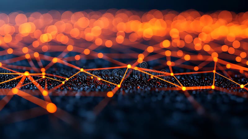 Glowing Orange Network of Digital Nodes Stock Video - Video of ...