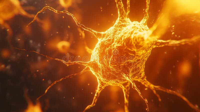 Glowing Orange Neuron Network in High Detail Stock Photo - Image of ...