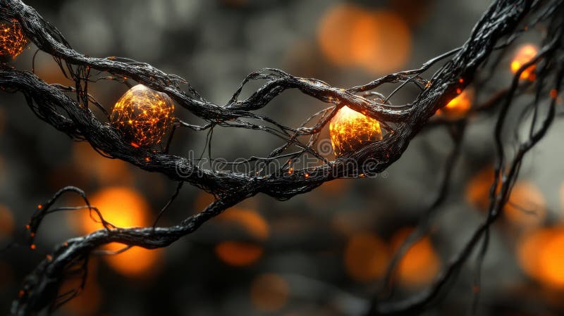 Glowing Orange Nodes are Prominently Displayed on a Dark Background in ...