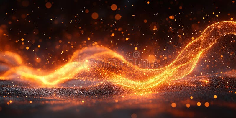 Glowing Orange Particles Create a Vibrant Wave Effect in Dark ...
