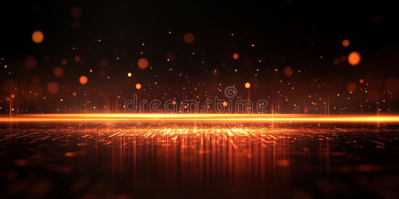 Glowing Orange Particles Floating Over an Illuminated Surface Stock ...