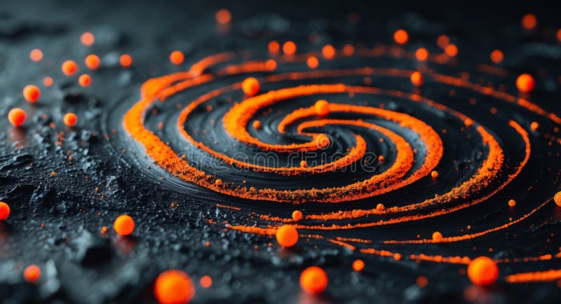 Glowing Orange Particles Swirl on Dark Textured Surface Stock Photo ...