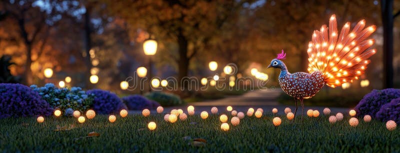 Glowing Orange Phoenix Stands in a Dark Forest at Night, Illuminated by ...