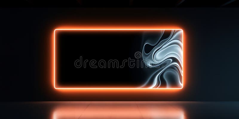 Glowing Orange Rectangular Frame with Abstract Smoke Design on a Dark ...