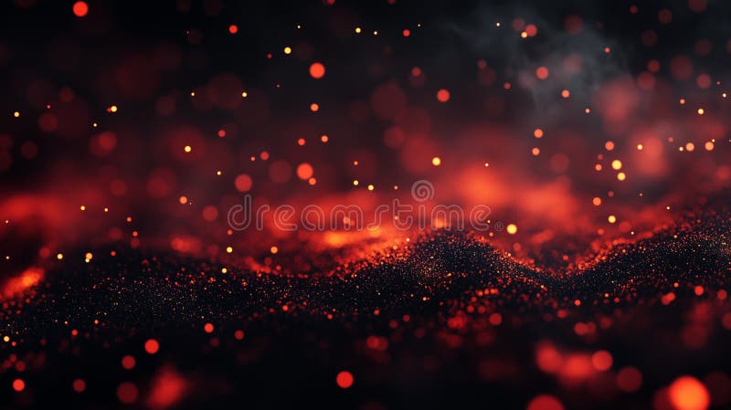 Glowing Orange Red Sparkling Ember Particles in Dark Background Stock ...