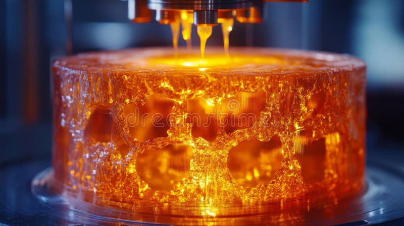 Glowing Orange Resin 3D Printing Process Stock Illustration ...
