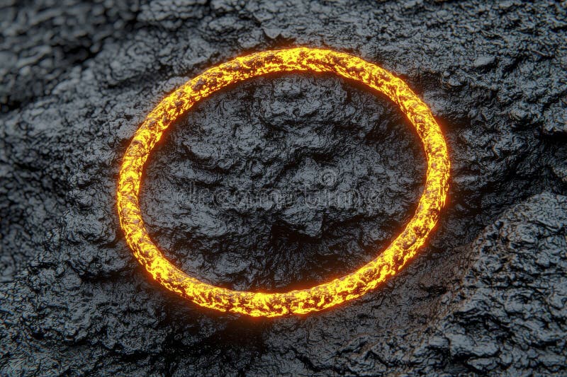 Glowing Orange Ring on Dark Gray Textured Surface Stock Illustration ...