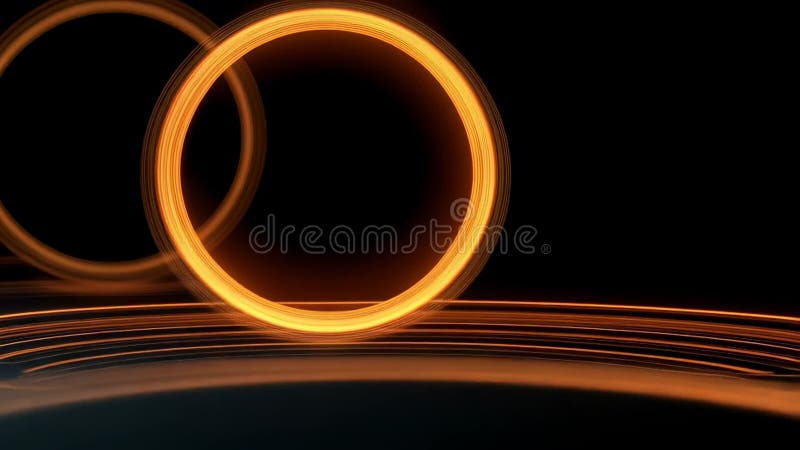 Glowing Orange Rings with Dynamic Light Effects Stock Video - Video of ...