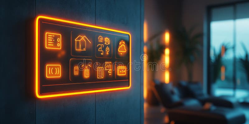 Smart Home Control Panel Displaying Futuristic Interface in Modern ...