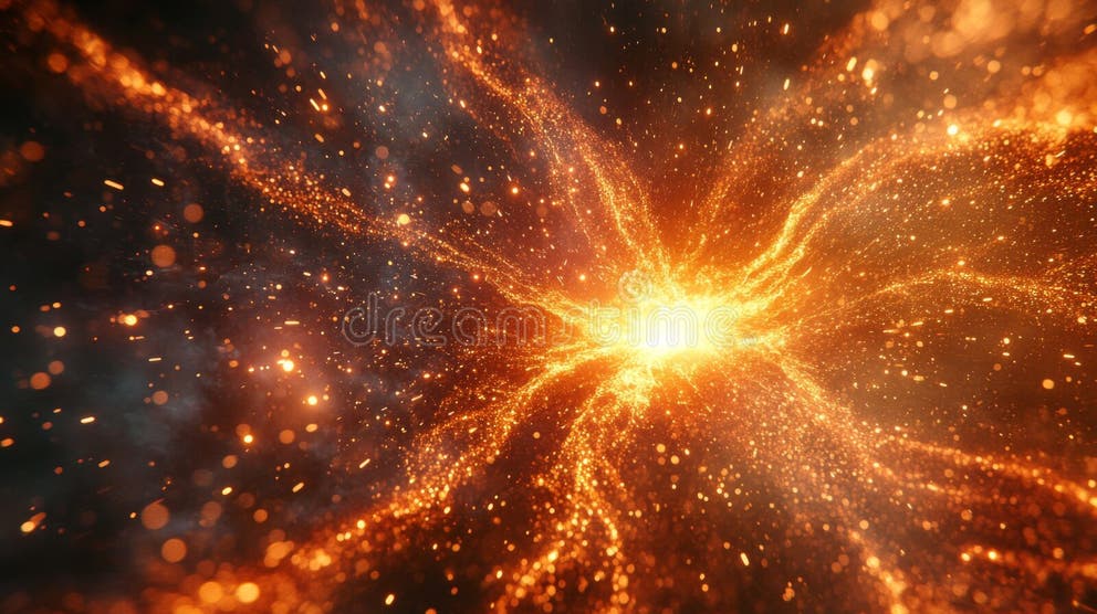 Glowing Orange Sparks Exploding Radially Outward Stock Illustration ...