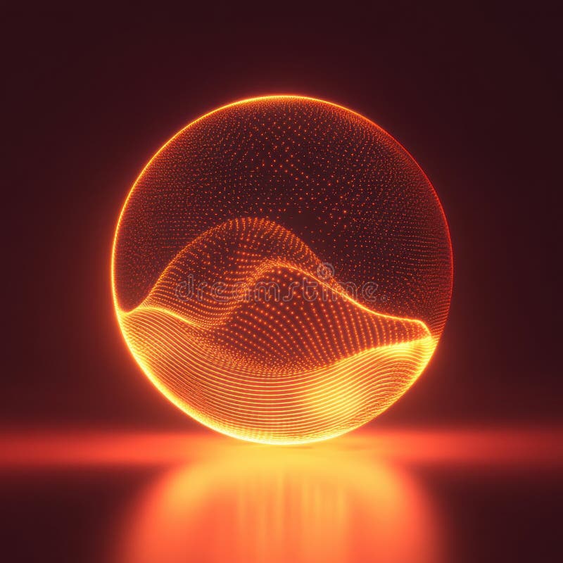 A Glowing Orange Sphere with a Reflective Surface Stock Image - Image ...