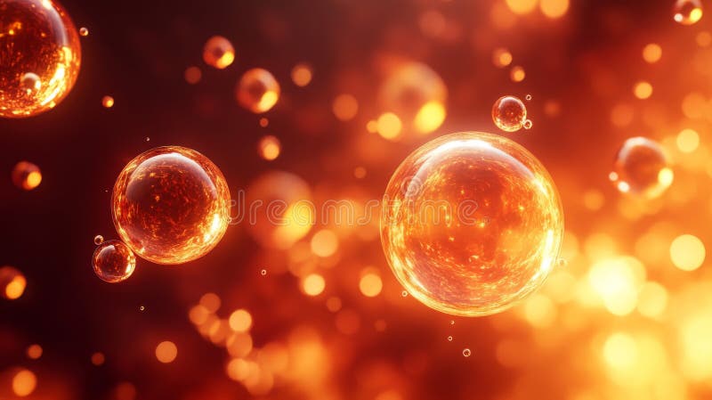 Glowing Orange Spheres Abstract Design Stock Illustration ...