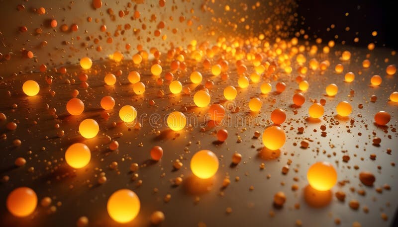 Glowing Orange Spheres Scatter Across a Surface, Some Illuminated from ...
