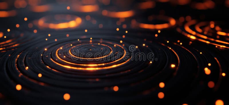 Glowing Orange Spirals with Particles, Abstract Design, Dark Background ...