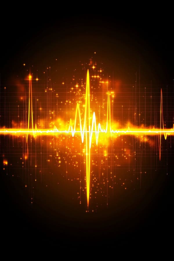 Glowing Orange Stylized ECG Heartbeat Line on Dark Gradient Background ...