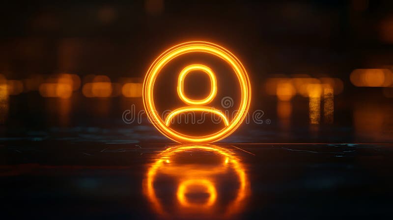 Glowing Orange User Profile Icon in Dark Tech Environment Stock ...