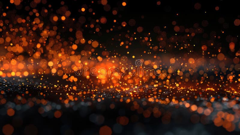 Glowing Orange and Yellow Particles Float in a Dark Background AIG535 ...