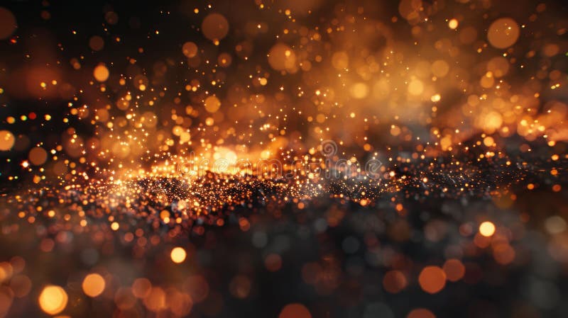 Glowing Orange and Yellow Particles Float in a Dark Background AIG535 ...
