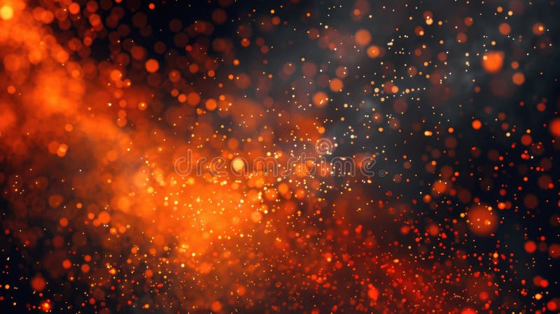 Glowing Orange and Yellow Particles Float through a Dark Background ...