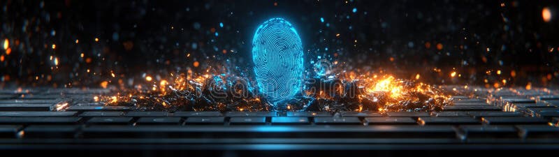 "Glowing Orb Above Keyboard with Sparks" Stock Illustration ...