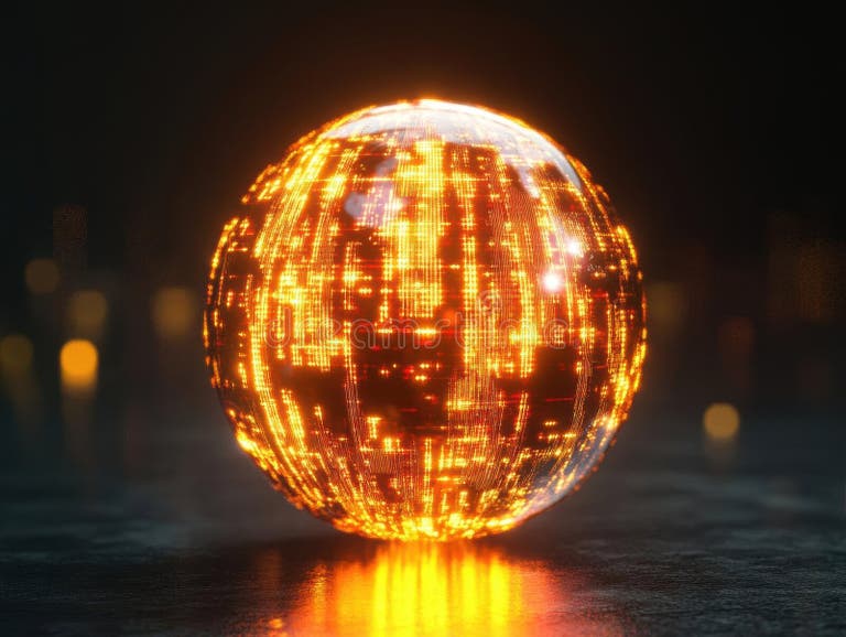 Glowing Orb of Digital Data, a Visual Representation of the Digital Age ...