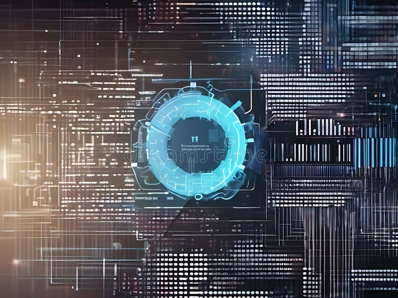 Glowing Orb in Digital Grid Stock Illustration - Illustration of number ...