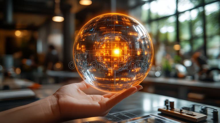 A Glowing Orb with Digital Patterns, Symbolizing Innovation and ...