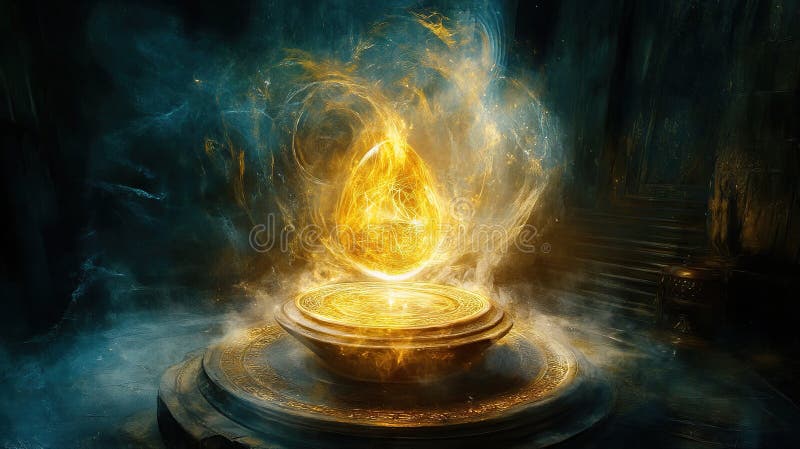 Glowing Orb of Energy on a Golden Pedestal Stock Photo - Image of ...
