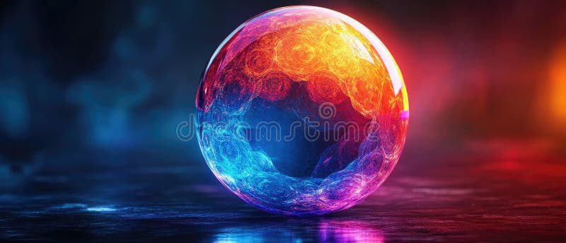 FIRE and ICE ORB GLOWING on a DARK BACKGROUND Stock Illustration ...