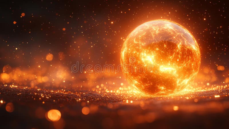 Glowing Orb of Fire and Light - Generative Ai Stock Illustration ...