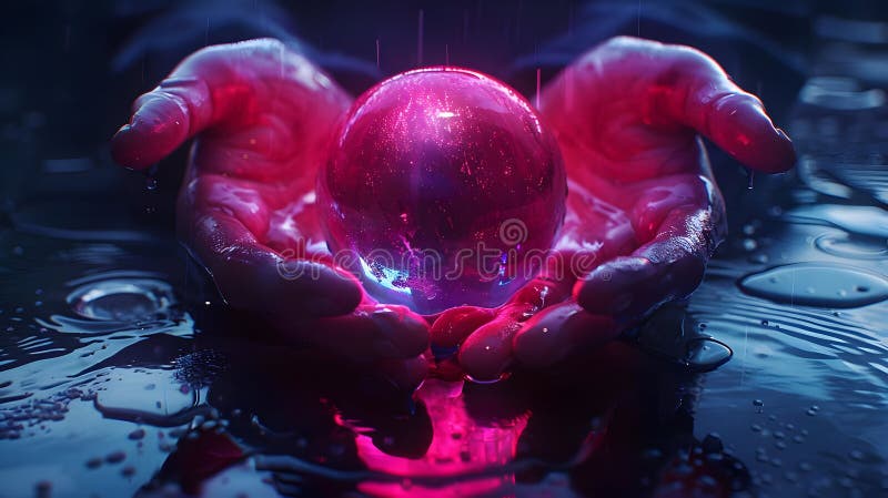 Glowing Orb in Hands 3D Illustration Stock Illustration - Illustration of artwork, abstract ...