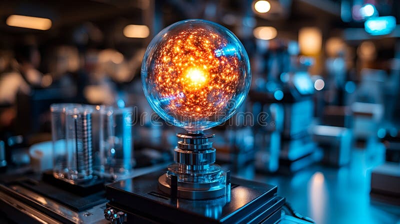 Glowing Orb Lamp, Futuristic Lab, Blurred Background, Technology ...