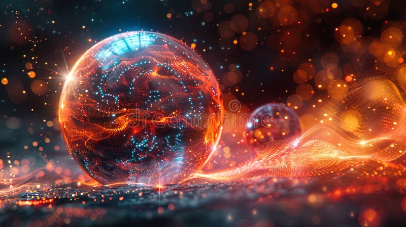 A Glowing Orb of Light is Surrounded by a Cloud of Fire Stock Photo ...