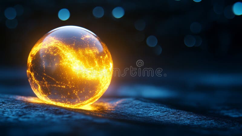 Glowing Orb Network Graph a Luminous Sphere Merges with a Network Graph ...