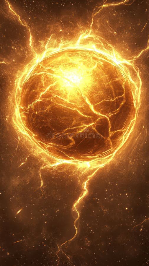 A Glowing Orb Surrounded by Electrical Sparks and Light, Evoking Energy ...