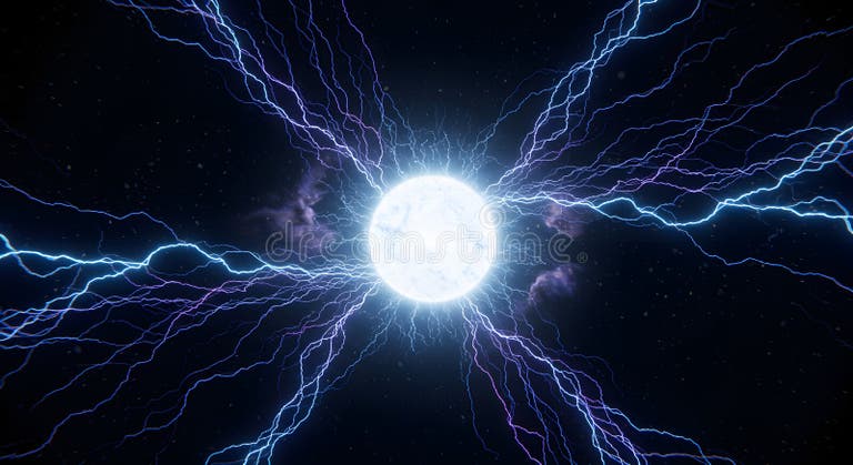Glowing Orb Surrounded by Lightning Stock Illustration - Illustration ...