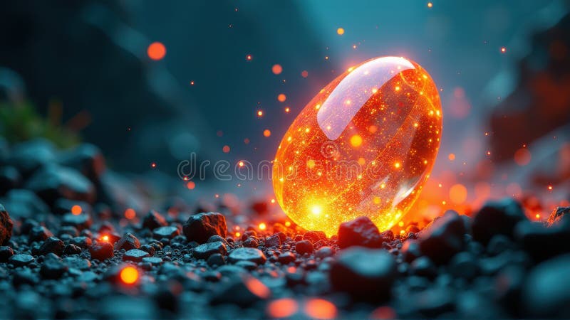 Glowing Orb on Volcanic Rock Stock Illustration - Illustration of ...