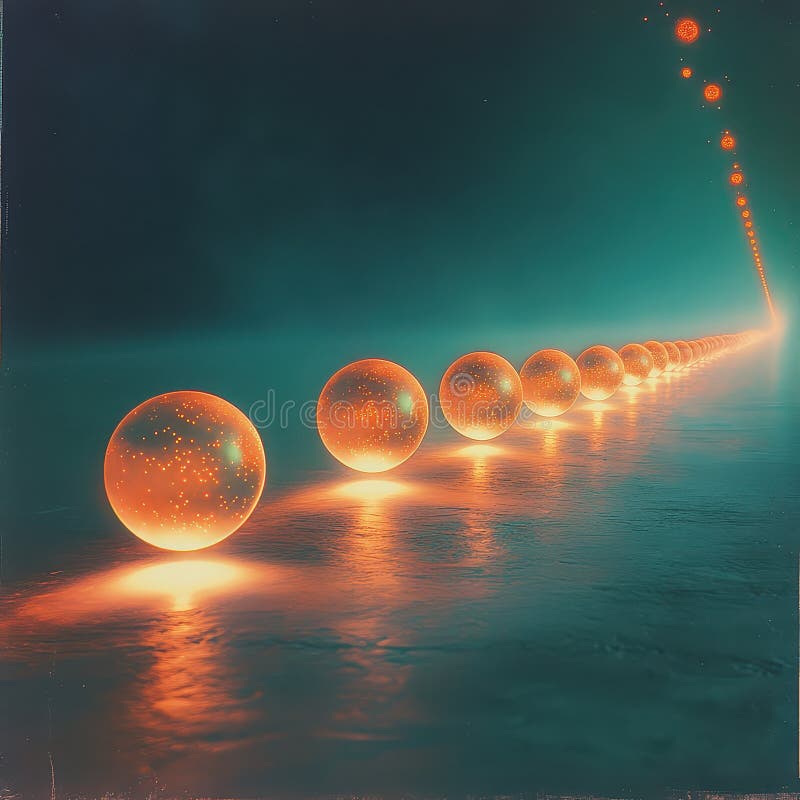 Glowing Orbs on a Distant Horizon in a Mystical Setting Stock Photo - Image of enchanting ...
