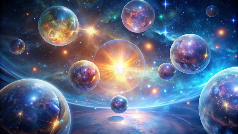 Glowing Orbs of Light Floating in a Void of Deep Space Casting Ethereal ...