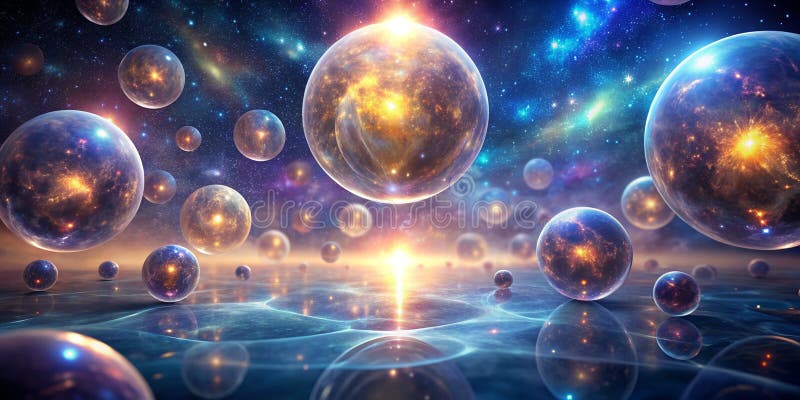 Glowing Orbs of Light Floating in a Void of Deep Space Casting Ethereal ...