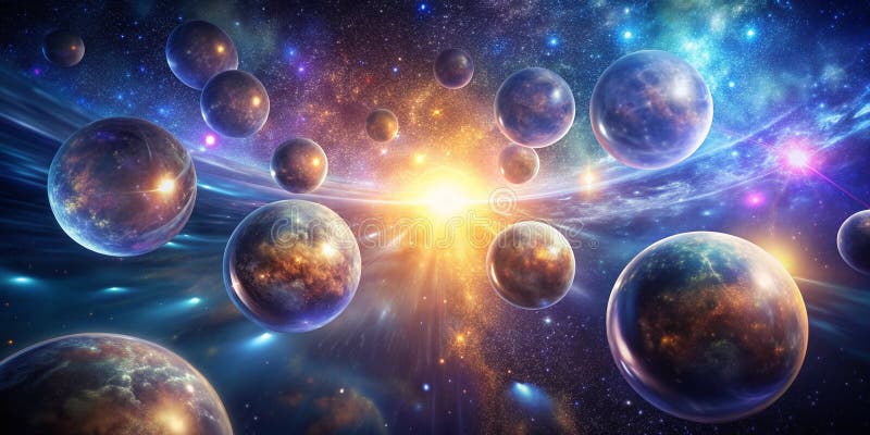Glowing Orbs of Light Floating in a Void of Deep Space Casting Ethereal ...