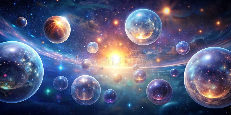 Glowing Orbs of Light Floating in a Void of Deep Space Casting Ethereal ...