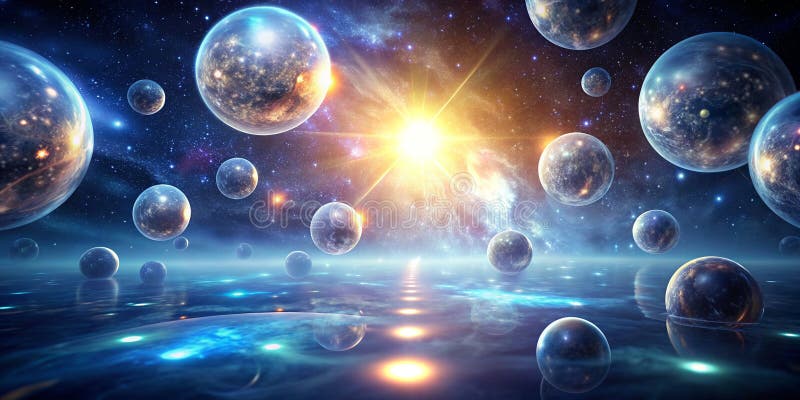 Glowing Orbs of Light Floating in a Void of Deep Space Casting Ethereal ...