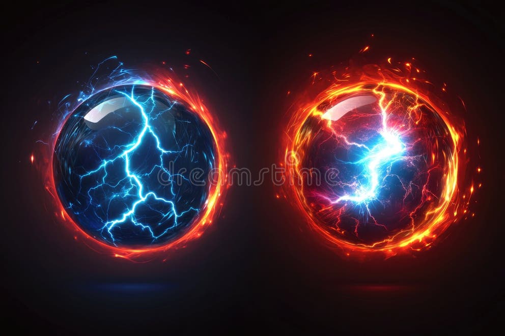 Glowing Orbs with Lightning Stock Image - Image of glowing, generated ...