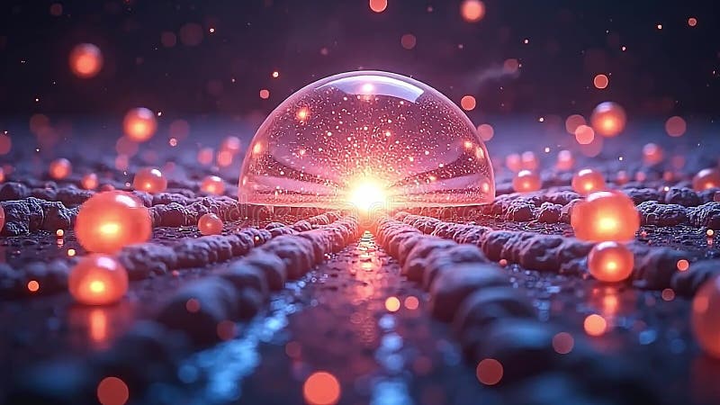 Glowing Orbs Orbit a Central Pulse, Culminating in a Starburst ...