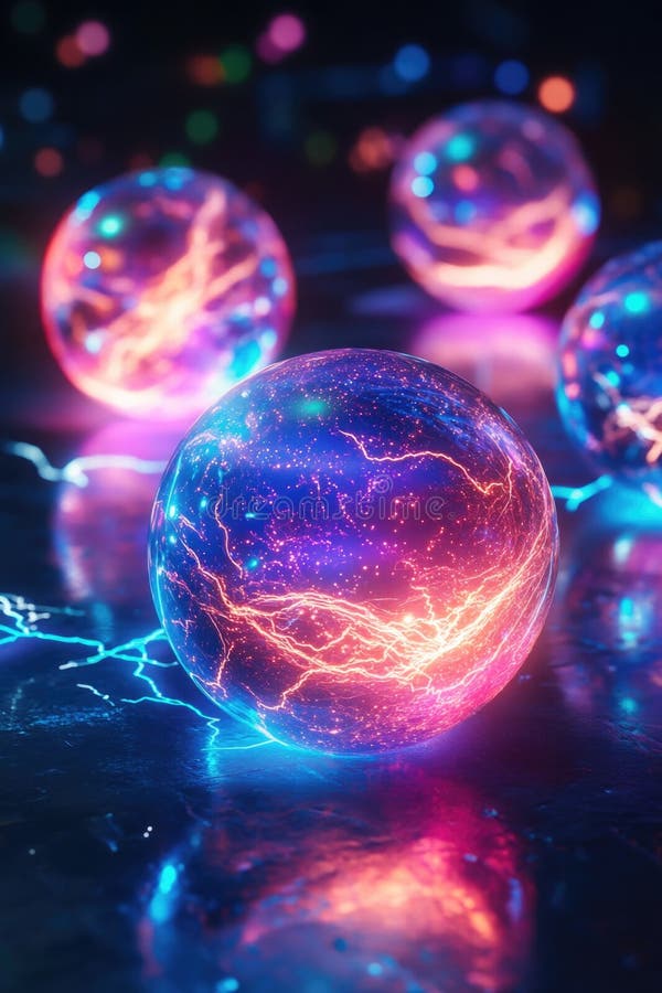 Glowing Orbs on Table stock photo. Image of mystical - 377522826
