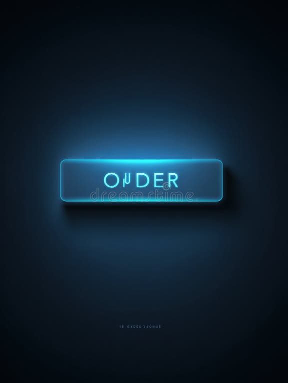 Glowing Order Button on Minimal Blue Background Inviting User ...