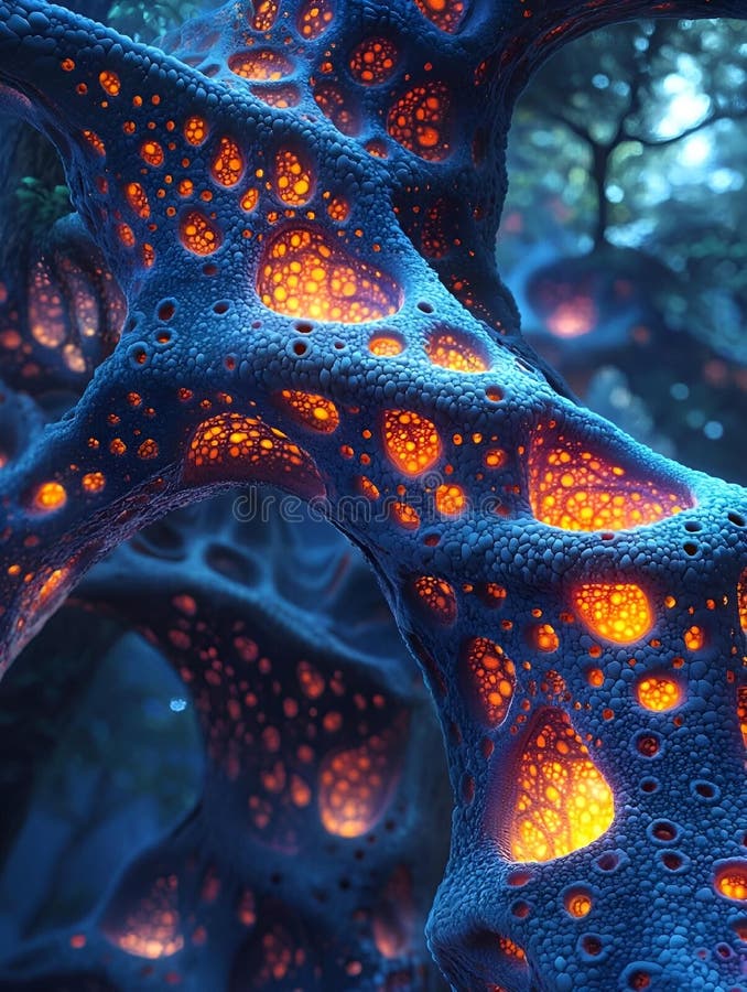 Glowing Organic Structure in Alien Environment Stock Illustration ...