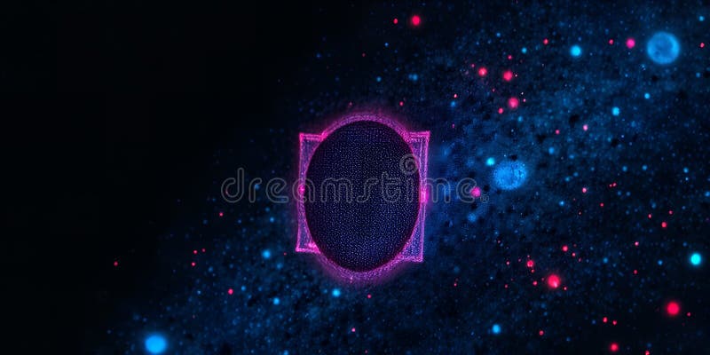 A Glowing Oval Inside a Square Frame Surrounded by Colorful Particles ...