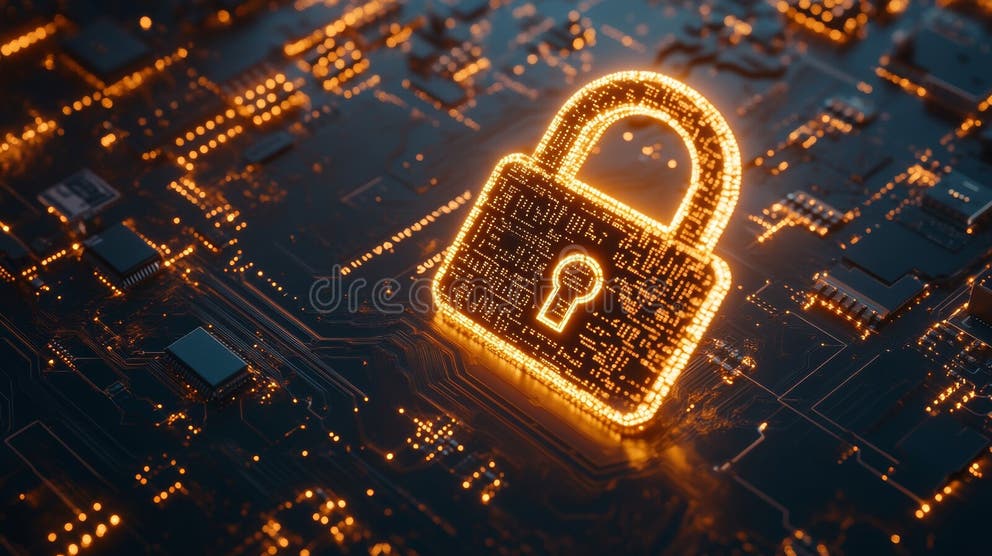 A Glowing Padlock and Binary Code are Shown in this Abstract Digital Image of Data Security ...